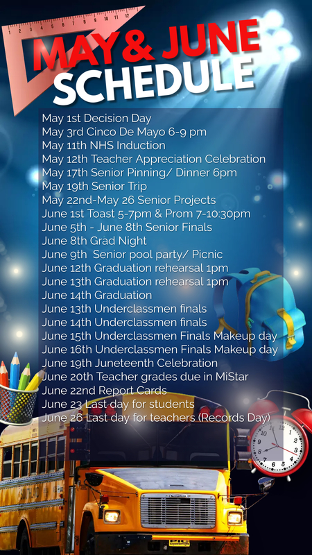 END OF YEAR SCHEDULE | Ecorse High School
